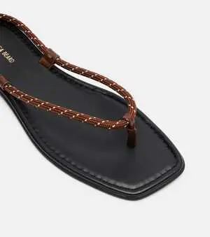 Veronica Beard Carmina Leather-trimmed Thong Sandals - Brown