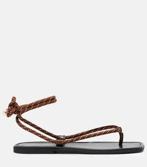 Veronica Beard Carmina Leather-trimmed Thong Sandals - Brown