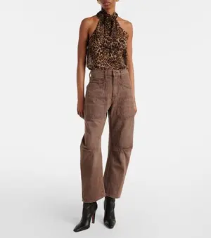 NILI LOTAN Shon Barrel-leg Jeans - Brown