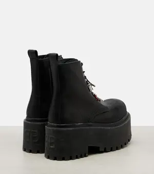 Balenciaga Embellished Leather Platform Combat Boots