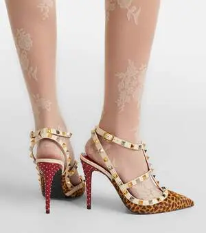 Valentino Garavani Rockstud Leopard-print Calf Hair Pumps