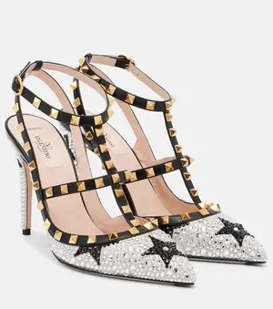 Valentino Garavani Rockstud Embellished Leather Pumps