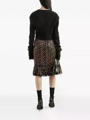 Dolce & Gabbana Button Ribbed Jacket With Floral Scarf Detail