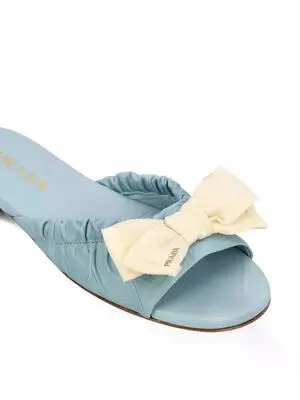 Prada Bow Ruffled Sandals - Blue