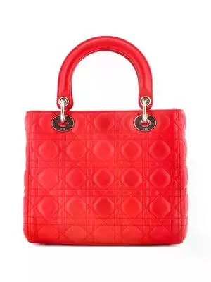 Dior Lady Medium Satchel Cannage Quilt Lambskin - Red