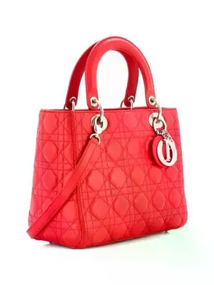 Dior Lady Medium Satchel Cannage Quilt Lambskin - Red