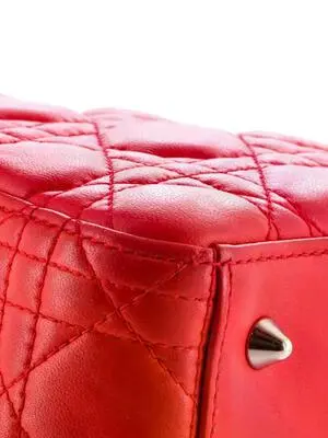 Dior Lady Medium Satchel Cannage Quilt Lambskin - Red