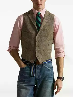 Polo Ralph Lauren Herringbone Button Waistcoat - Brown
