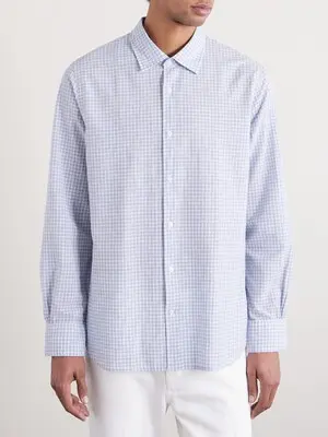Officine Générale Giacomo Checked Cotton, Lyocell And Linen-blend Shirt