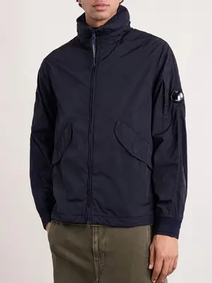 C.P. COMPANY Logo-appliquéd Chrome-r Shell Hooded Jacket - Blue