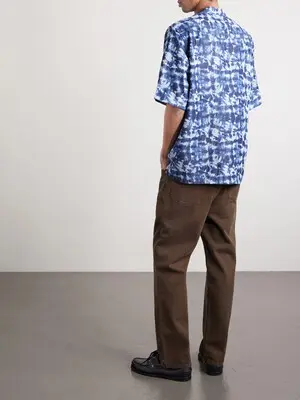 Officine Générale Eren Camp-collar Tie-dyed Lyocell Shirt - Blue