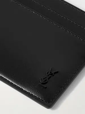 Saint Laurent Tiny Cassandre Logo-appliquéd Leather Cardholder