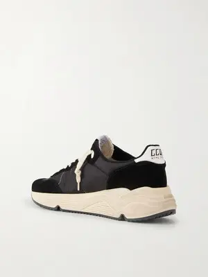 GOLDEN GOOSE Running Sole Leather-trimmed Sneakers - Black