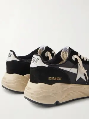 GOLDEN GOOSE Running Sole Leather-trimmed Sneakers - Black