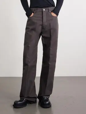Rick Owens Geth Straight-leg Organic Cotton-blend Canvas Trousers - Brown