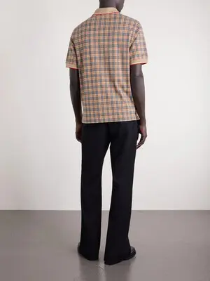 Burberry Logo-embroidered Checked Jacquard Polo Shirt - Neutrals