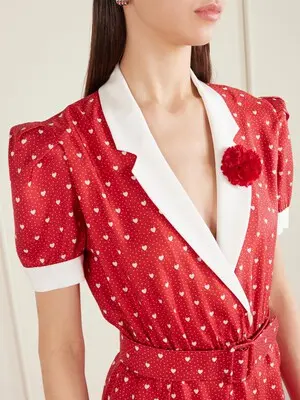 RODARTE Belted Printed Silk-twill Mini Dress