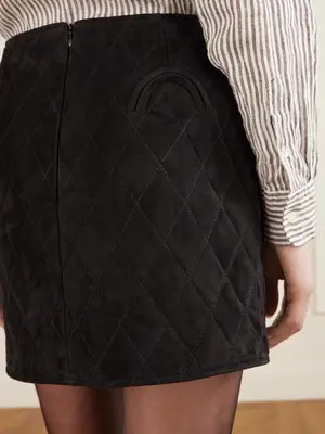 BLAZÉ MILANO Viva Coci Quilted Suede Mini Skirt - Black