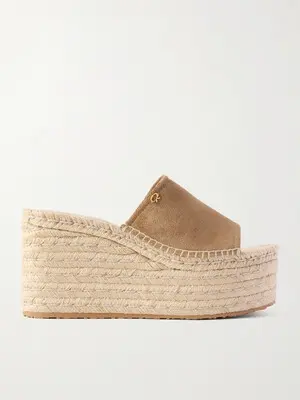 GIANVITO ROSSI Suede Platform Espadrille Sandals - Neutrals