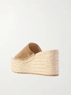 GIANVITO ROSSI Suede Platform Espadrille Sandals - Neutrals