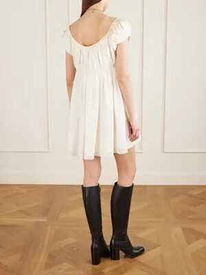 Chloé Lace-trimmed Silk-crepon Mini Dress