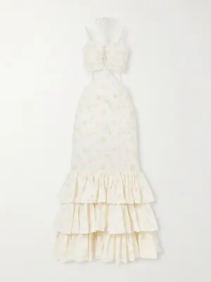 CRISTIANO MARCHELI Penelope Broderie Anglaise Maxi Dress - Neutrals