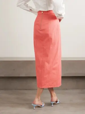 Carolina Herrera Denim Midi Skirt - Orange