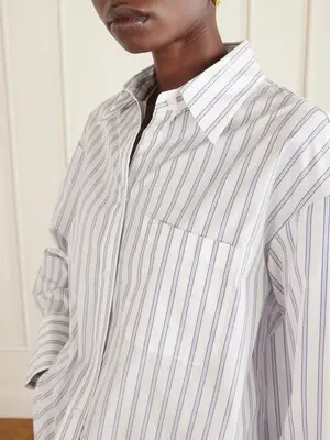 TWP Striped Cotton-poplin Shirt - White