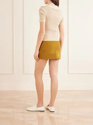 PATOU Embroidered Ribbed Cotton Polo Shirt - Neutrals