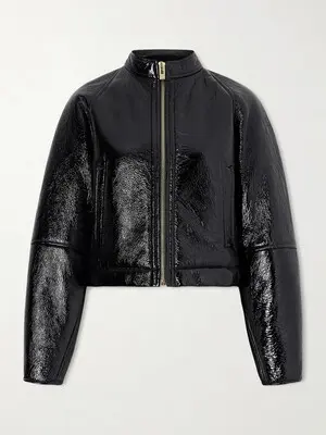 Alaïa Cropped Shearling Bomber Jacket