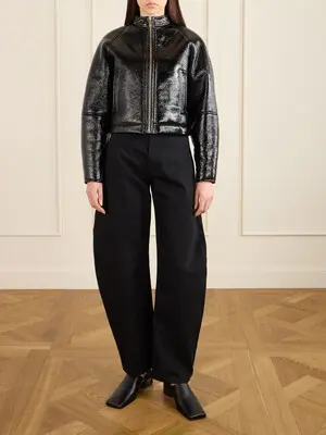 Alaïa Cropped Shearling Bomber Jacket