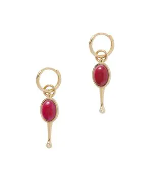 LOREN STEWART Stellar Key Ruby And Diamond Hoop Earrings - Red