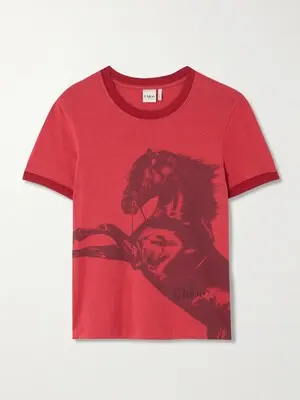 Chloé Printed Cotton-jersey T-shirt