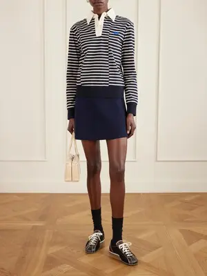 WALES BONNER Paris Suede-trimmed Leather And Canvas Sneakers
