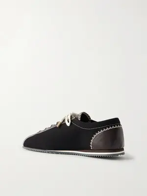 WALES BONNER Paris Suede-trimmed Leather And Canvas Sneakers