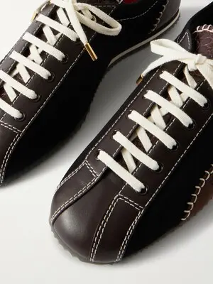 WALES BONNER Paris Suede-trimmed Leather And Canvas Sneakers