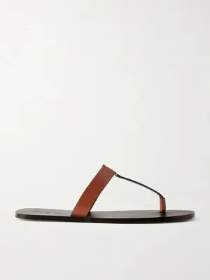 Saint Laurent Cassandra Embellished Thong Sandals - Brown