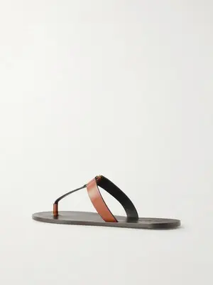 Saint Laurent Cassandra Embellished Thong Sandals - Brown