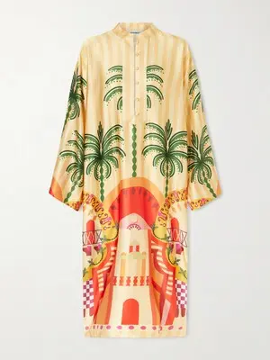 CRISTIANO MARCHELI Fiorenza Printed Silk-satin Kaftan