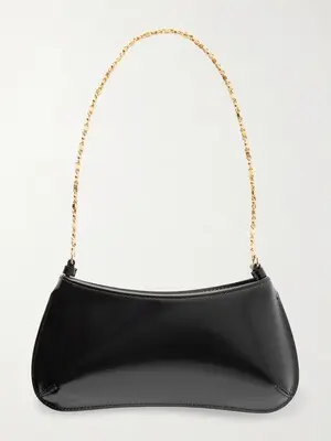 Jacquemus Le Petit Bisou Polished-leather Shoulder Bag - Black