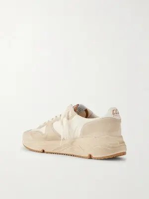 GOLDEN GOOSE Running Sole Leather-trimmed Sneakers - Neutrals