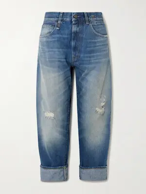 R13 Cuffed X-boyfriend Wide-leg Jeans - Blue