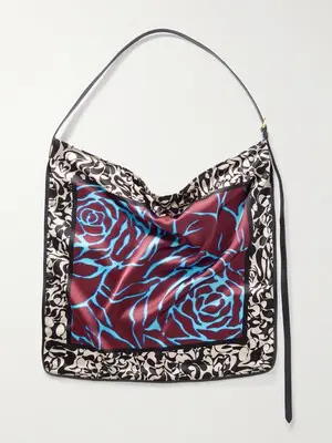 Dries Van Noten Leather-trimmed Printed Satin Tote - Multi