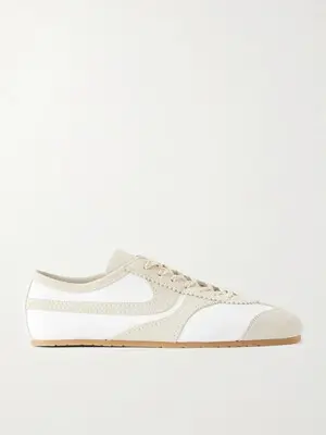 Dries Van Noten Suede-trimmed Leather Sneakers - White