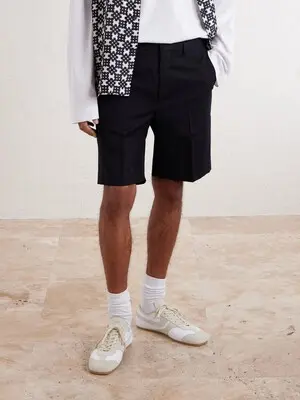 Dries Van Noten Straight-leg Cotton And Wool-blend Shorts
