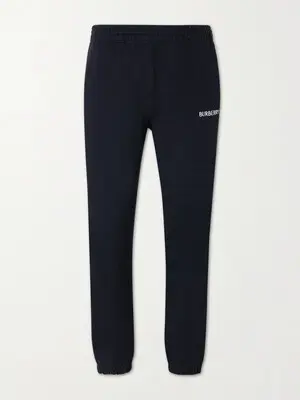 Burberry Tapered Logo-print Cotton-jersey Sweatpants - Black