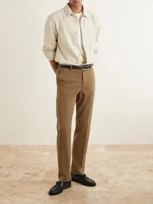 Kiton Straight-leg Lyocell-blend Trousers - Brown