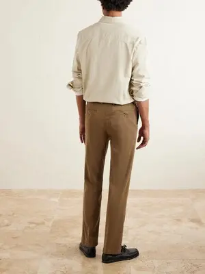 Kiton Straight-leg Lyocell-blend Trousers - Brown