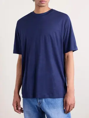 Sease Runner Logo-print Merino Wool T-shirt - Blue
