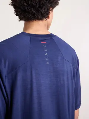 Sease Runner Logo-print Merino Wool T-shirt - Blue